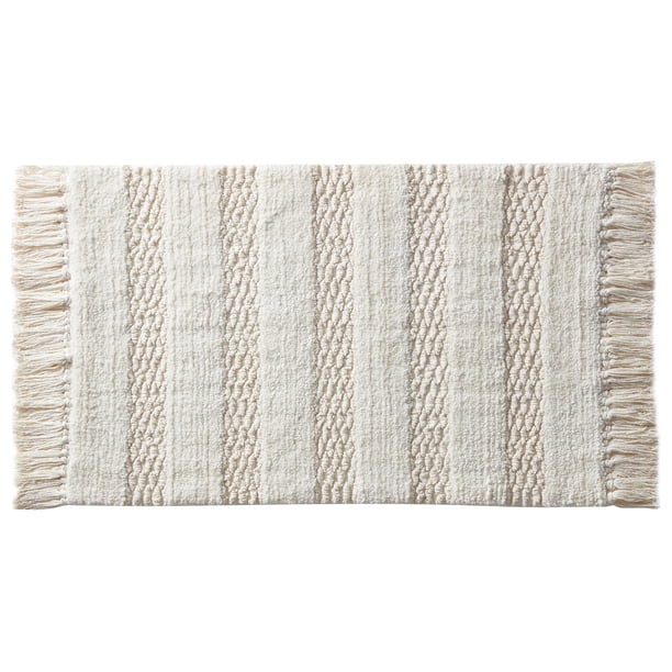 My Texas House Lancaster Fringe Cotton Bath Rug , Ivory, 20" x 32 ...