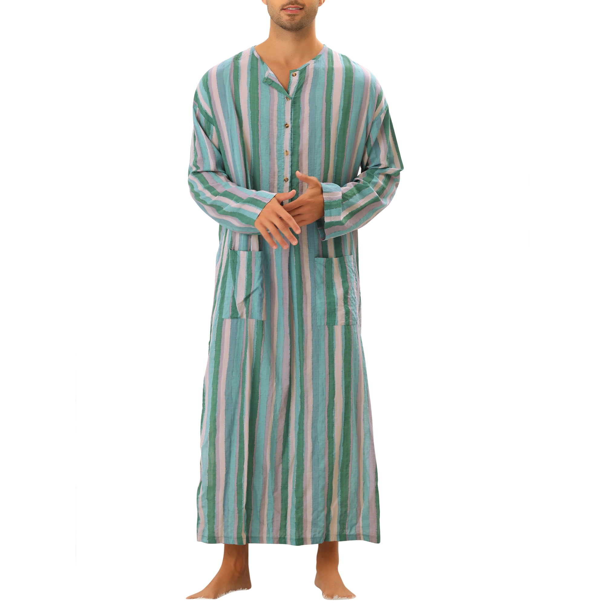 Click here for Inspire Chic Mens Nightshirt Striped Long Sleeve B... prices