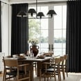 2-Panel Black Linen Curtains, 50x96 Inches, Semi-Sheer Light Filtering ...
