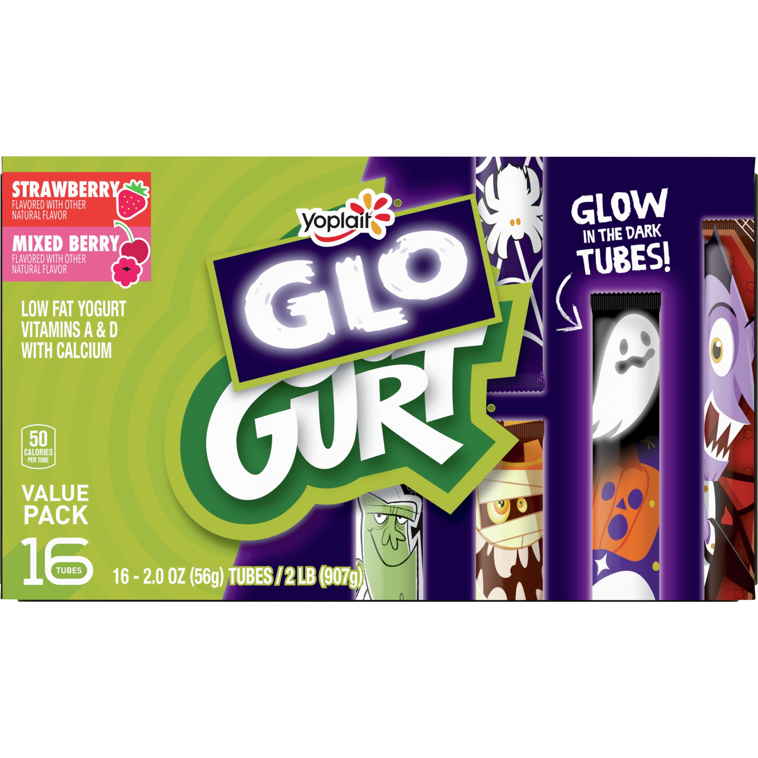 GLO-GURT Strawberry & Mixed Berry Glow in the Dark Go-Gurt Kids Yogurt ...