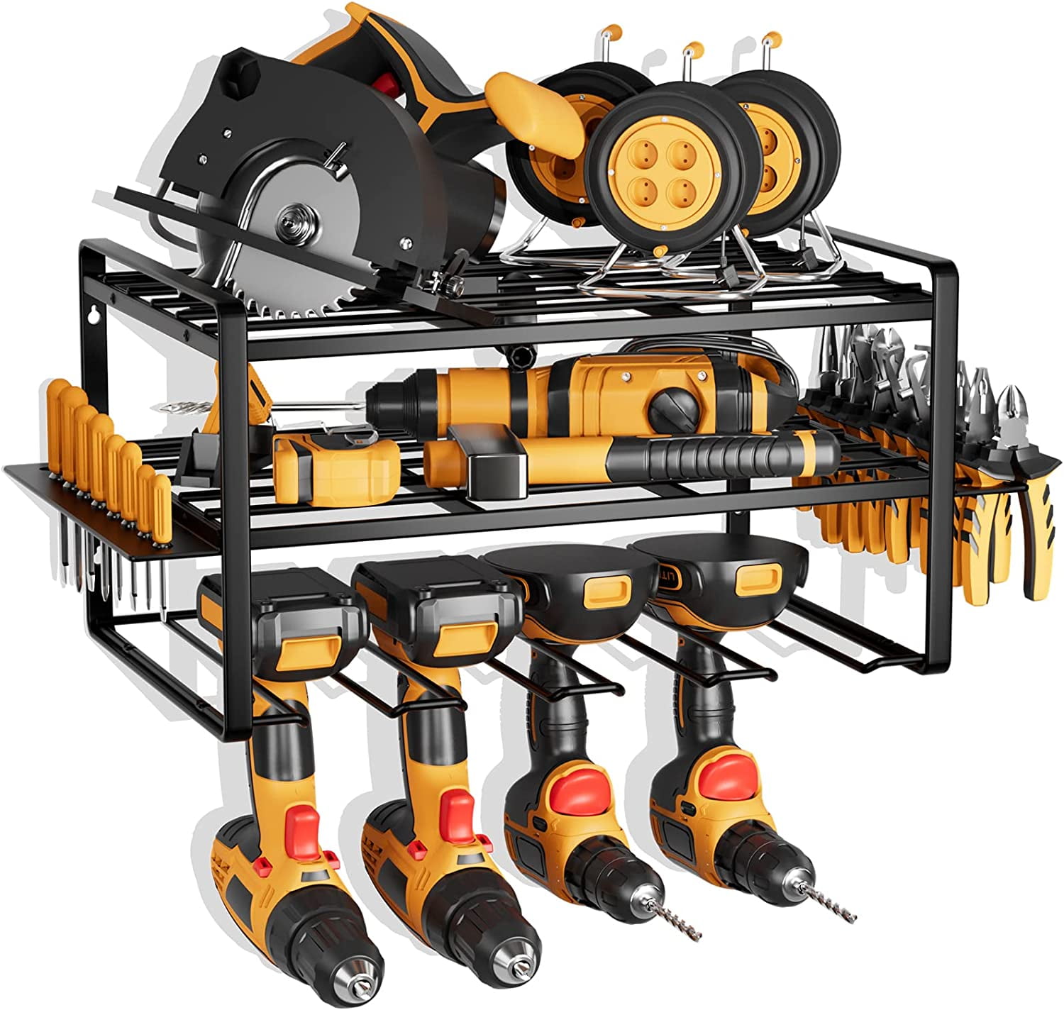 Multifunctional power tool storage wall mounted rack for gardens yards ...