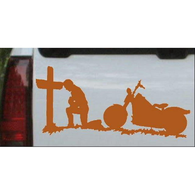 Christian Biker Kneeling at The Cross Car or Truck Window Decal Sticker ...