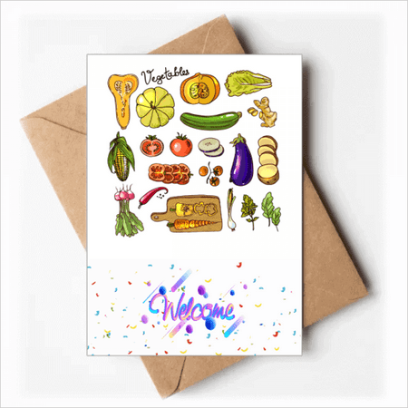Vegetables Eggplant Pumpkin Ginger Welcome Back Greeting Cards ...