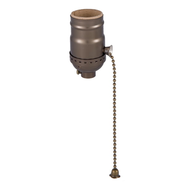B&P Lamp® Pull Chain (On-Off) Med. Base Lamp Socket with Antique Brass ...