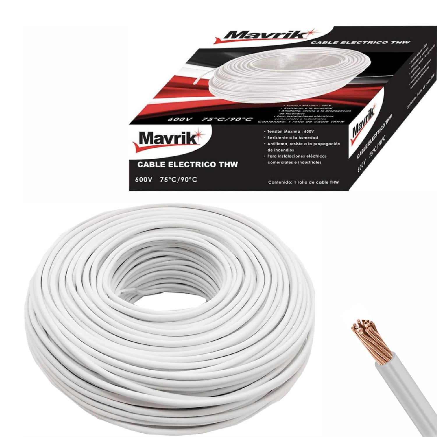 Cable Eléctrico De Cobre 100 Mts Tipo Thw Cal.10 Blanco Adir blanco ...