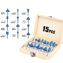 "LU&MN 15 PCS Carbide Tipped Router Bits with 1/4"" Shank, Wood Milling ...