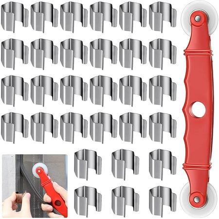 30 Pieces Screen Installer Clips and 1 Piece Screen Spline Roller ...