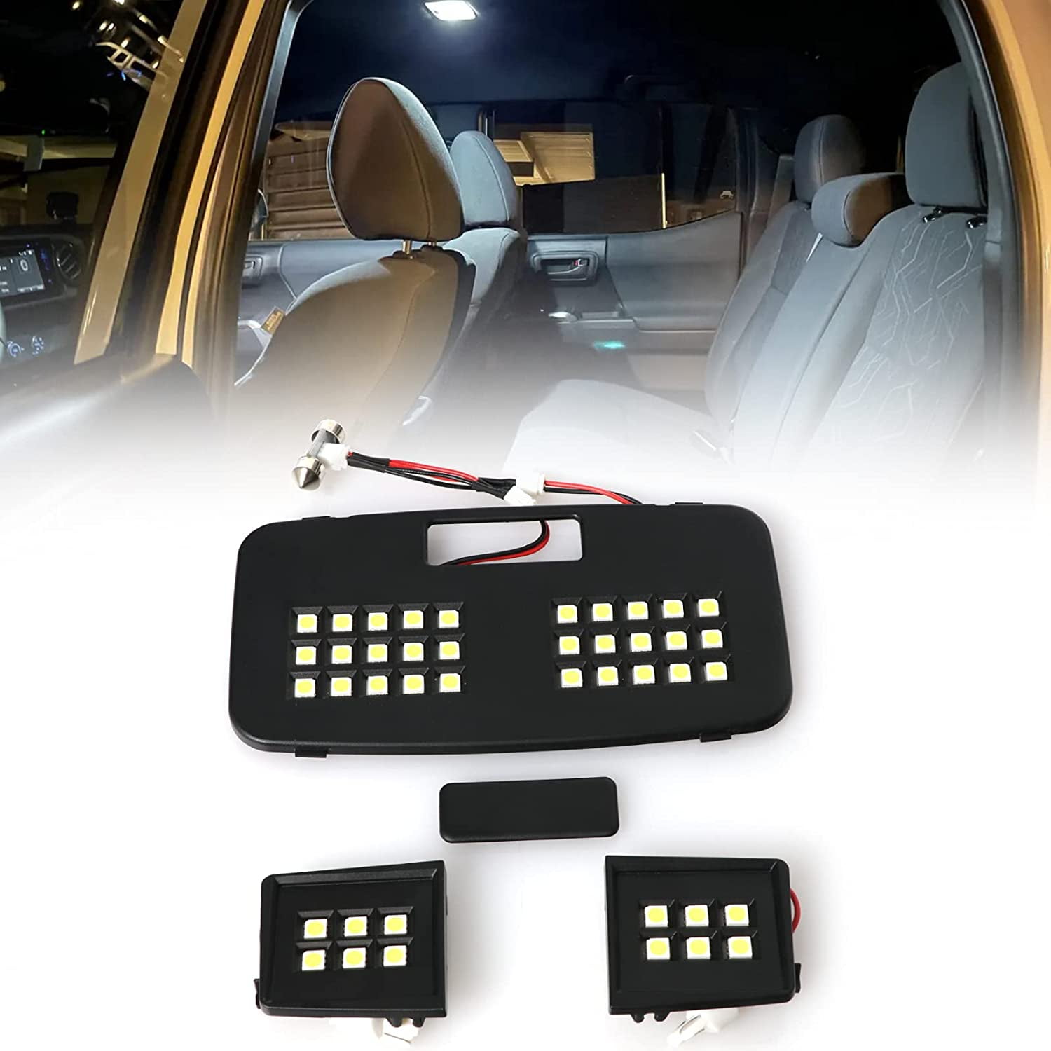 COMPLETE Interior LED Center Dome Light Panel (30 LEDs) + x2 Front Map ...