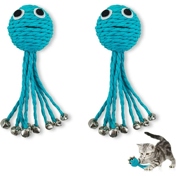 Cat Octopus Toy Interactive Cat Toys, 2 Packs Blue Paper Octopus Shape ...