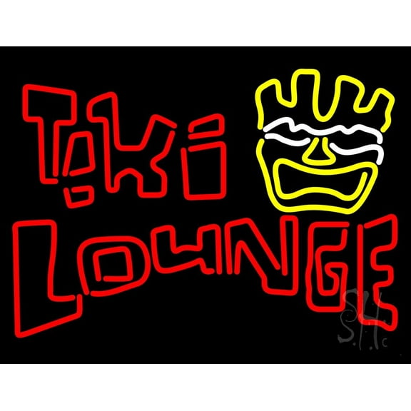Tiki Bar with Logo LED Neon Sign 10 x 24 - inches, Clear Edge Cut ...