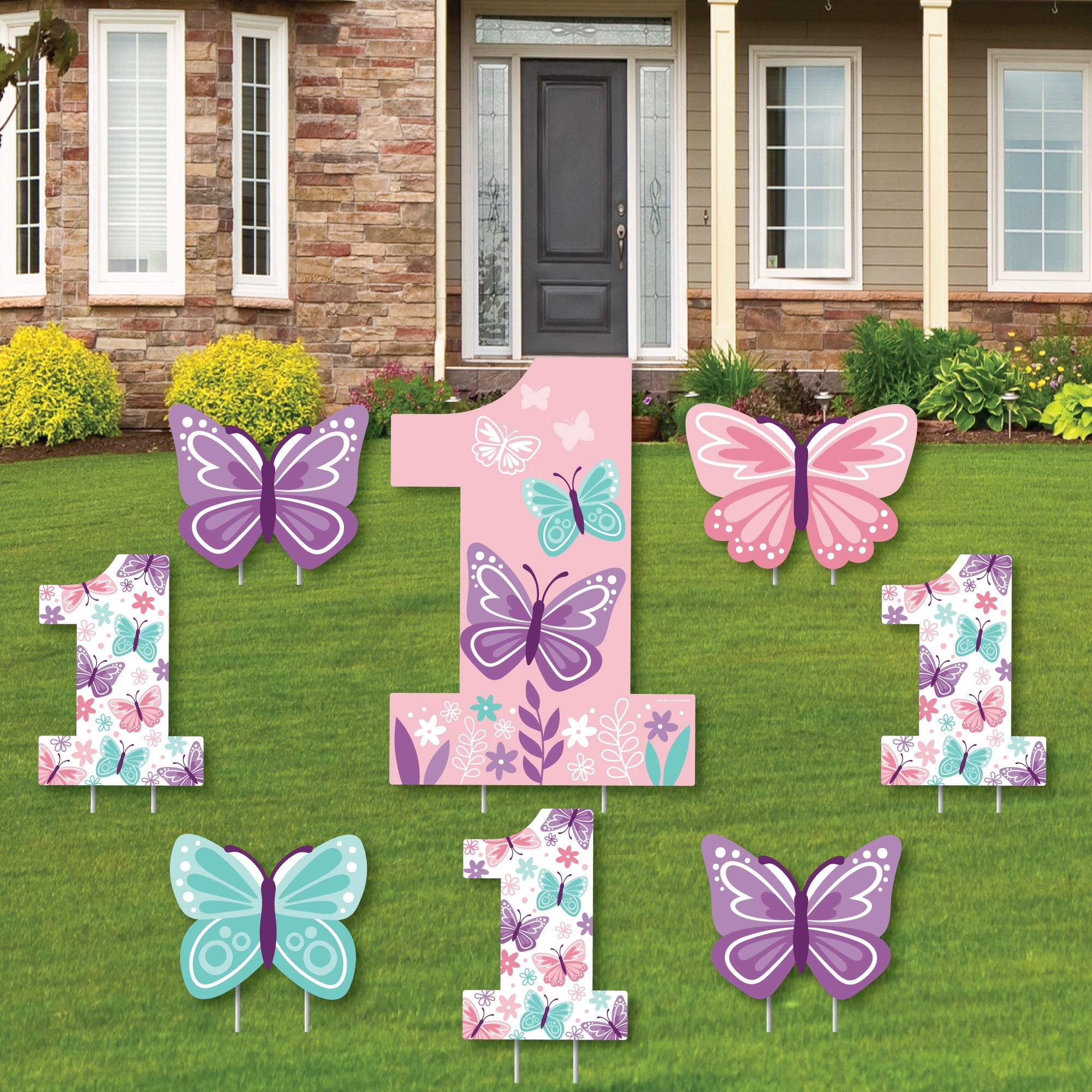 Big Dot of Happiness 1st Birthday Beautiful Butterfly - Yard Sign and ...