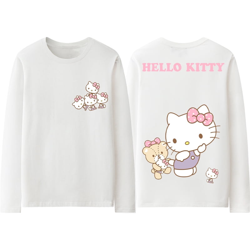 Camiseta de manga larga con articulación de Hello Kitty para mujer, Top ...
