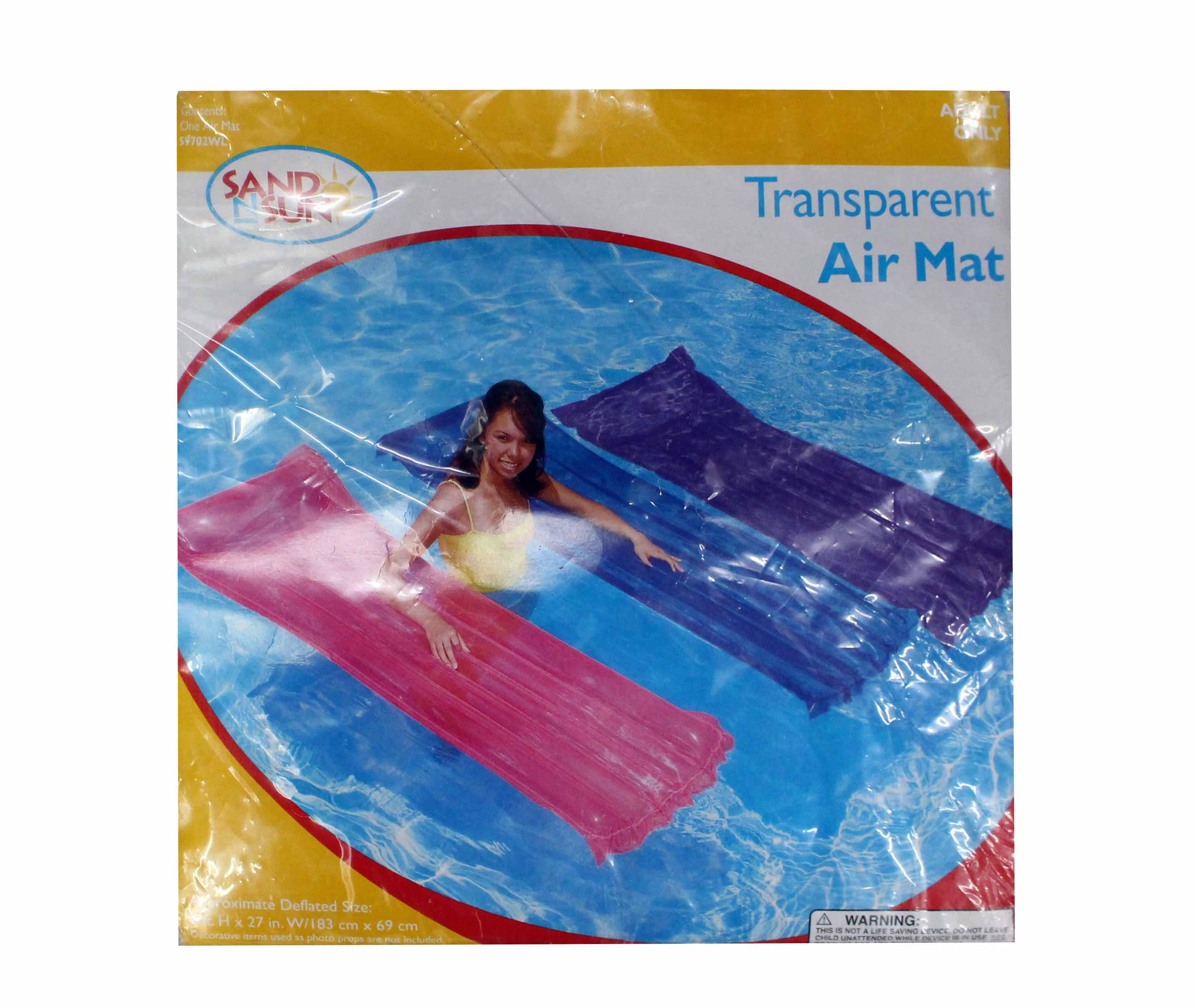Sand N Sun Transparent Air Mat Float Pink Adult Only (59702WL ...