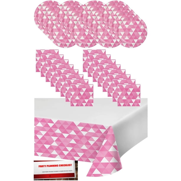 Candy Pink Fractal Geometric Triangles Party Supplies Bundle Pack for ...