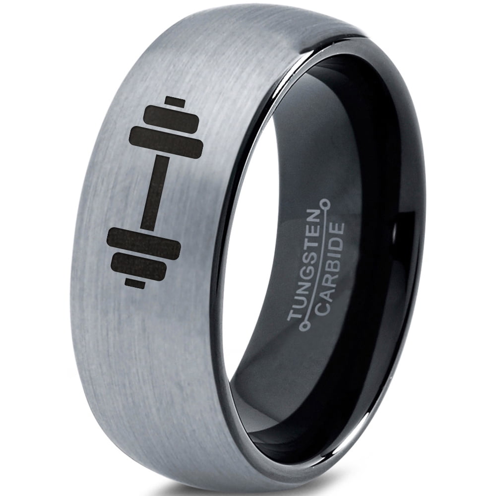 Zealot Jewelry - Tungsten Weightlifting Barbell Weight Band Ring 8mm ...