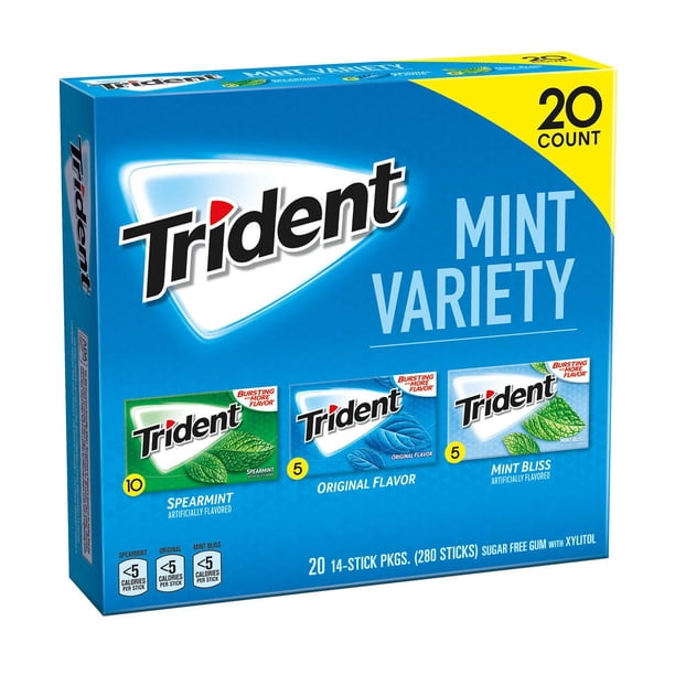 TRIDENT Sugar-Free Gum Mint Variety, 14 Pieces, 20 Count - Walmart.com ...