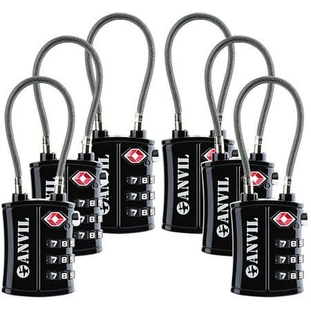 ANVIL TSA Approved Cable Luggage Locks 3 Digit Combination Padlock with ...