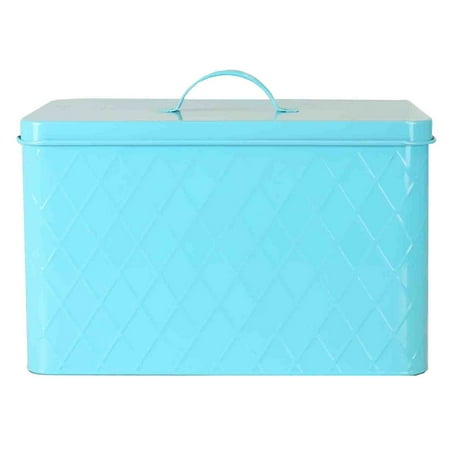 Home Basics Vintage Tin Bread Box, Argyle Pattern, Turquoise, 13.25x8 ...