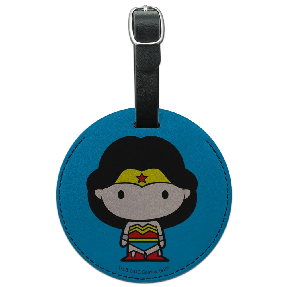 Wonder Woman Cute Chibi Character Round Leather Luggage Card Suitcase ...
