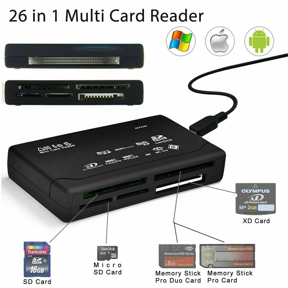 New USB 2.0 High Speed Memory Card Reader For CF XD SD MS SDHC Black ...