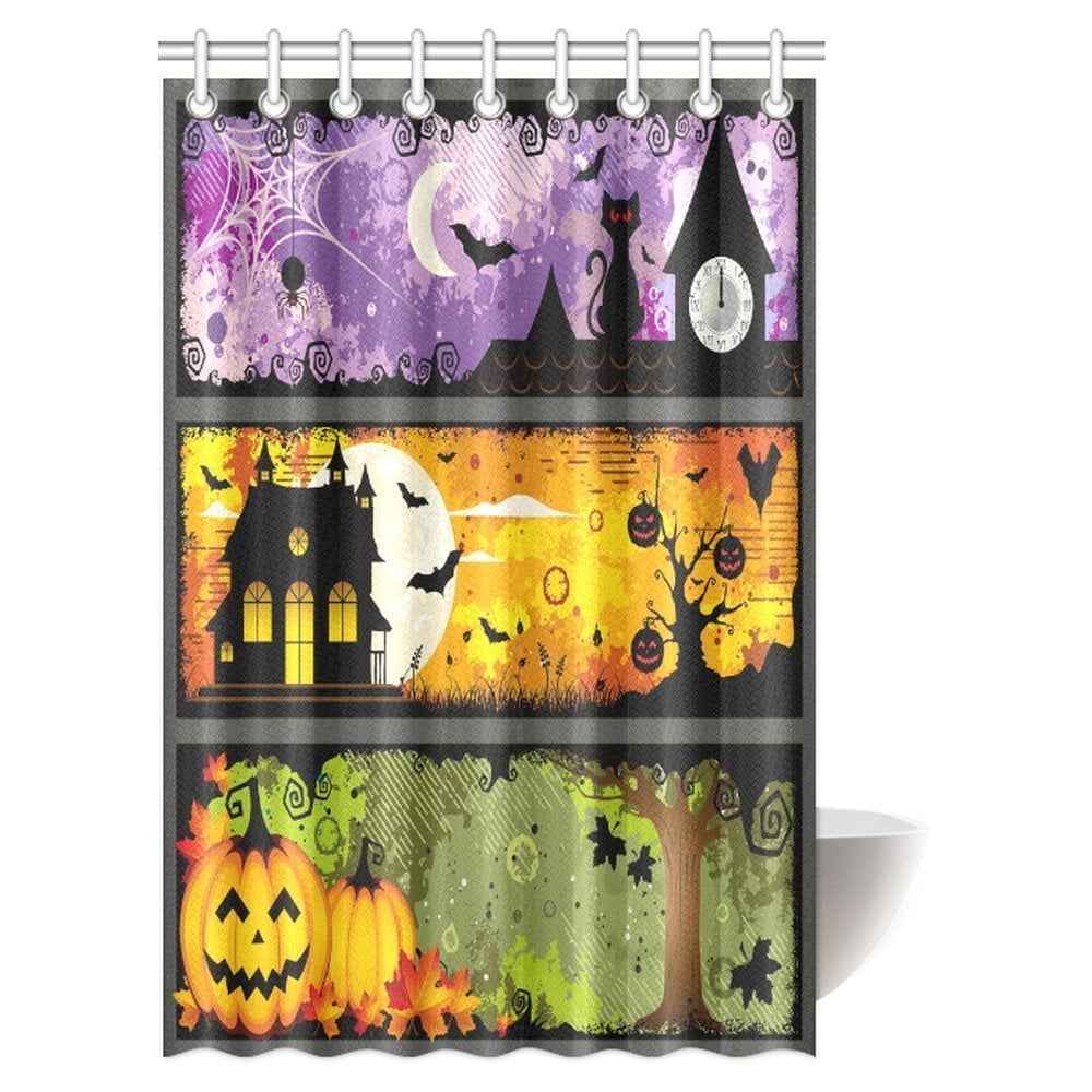 Mypop Halloween Decorations Shower Curtain Halloween Theme Night