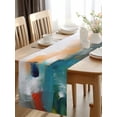 Burlap Table Runner 70 Inches Long, Teal Gradient Color Blocks Non-Slip ...