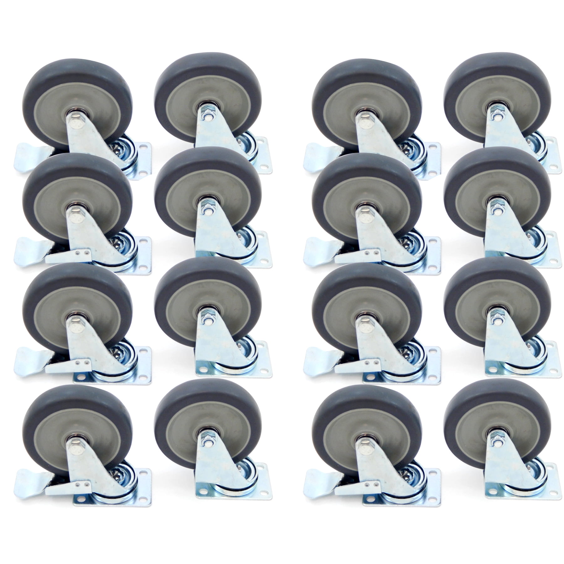 Red Hound Auto 16 Plate Casters with 5 inches Polyurethane Wheels All ...