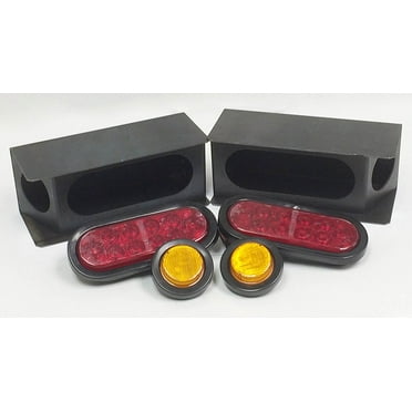 Libra 6" Oval Steel Trailer Tail Light Boxes /2" Round Side Light Mount ...
