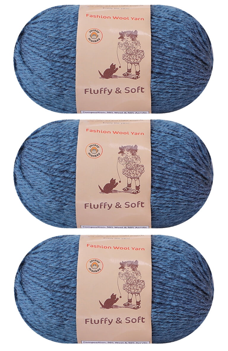3-Pack Fluffy Wool Yarn by Yonkey Monkey. Lightweight and Soft ...