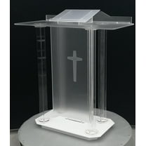 EQCOTWEA Church Podium Clear Transparent Lectern Acrylic Plexiglass ...