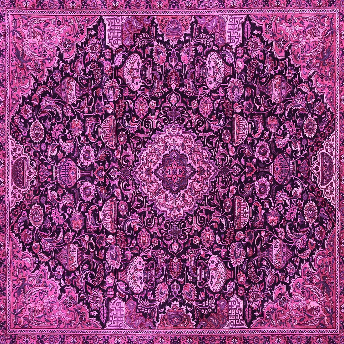Ahgly Company Indoor Square Medallion Pink Traditional Area Rugs, 5 ...