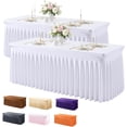 6 Pack Navy Blue Spandex Fitted Tablecloth 8 Foot - Stretch Table ...