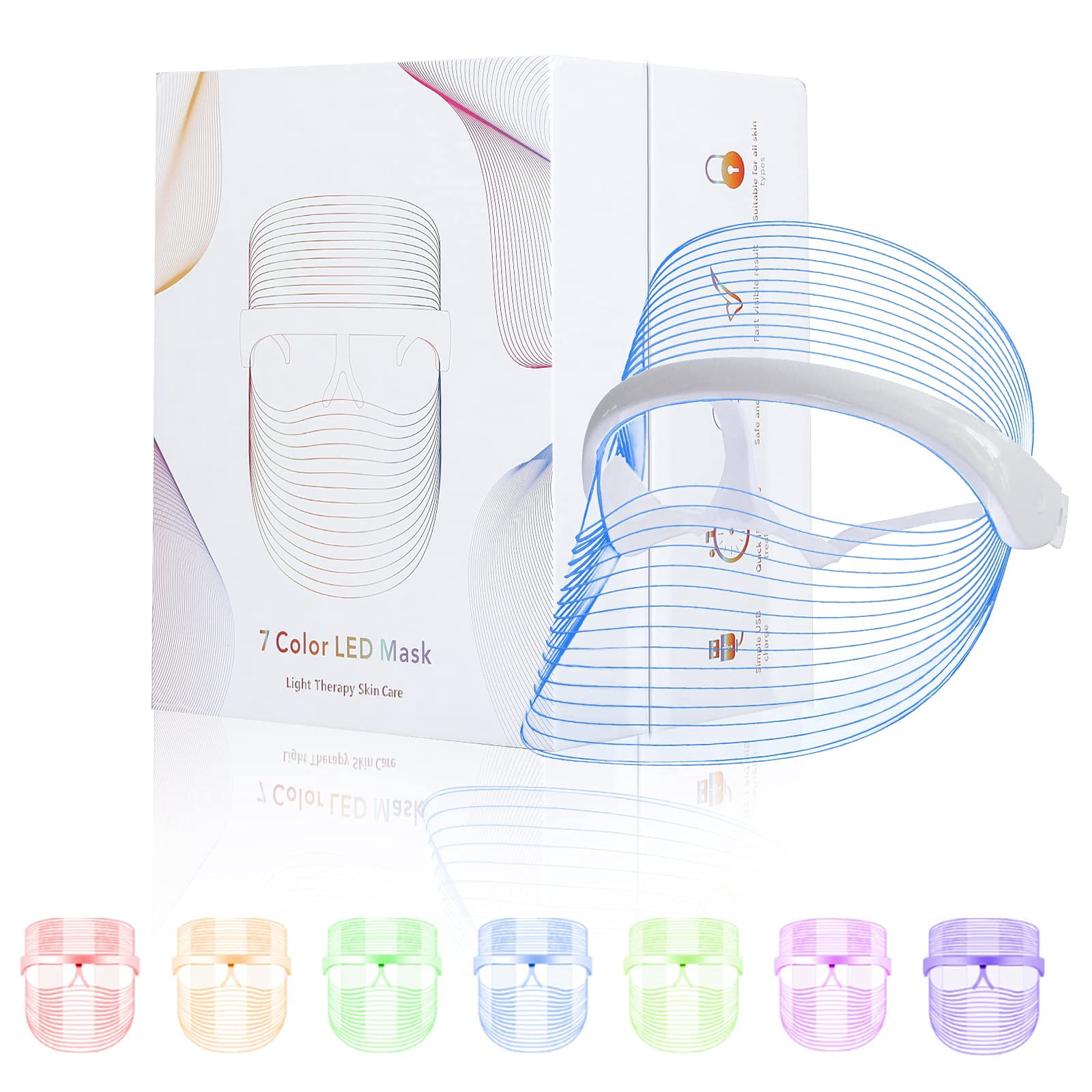 Mascarilla facial LED Light Therapy Banniver 7 Colors Skin Care ...
