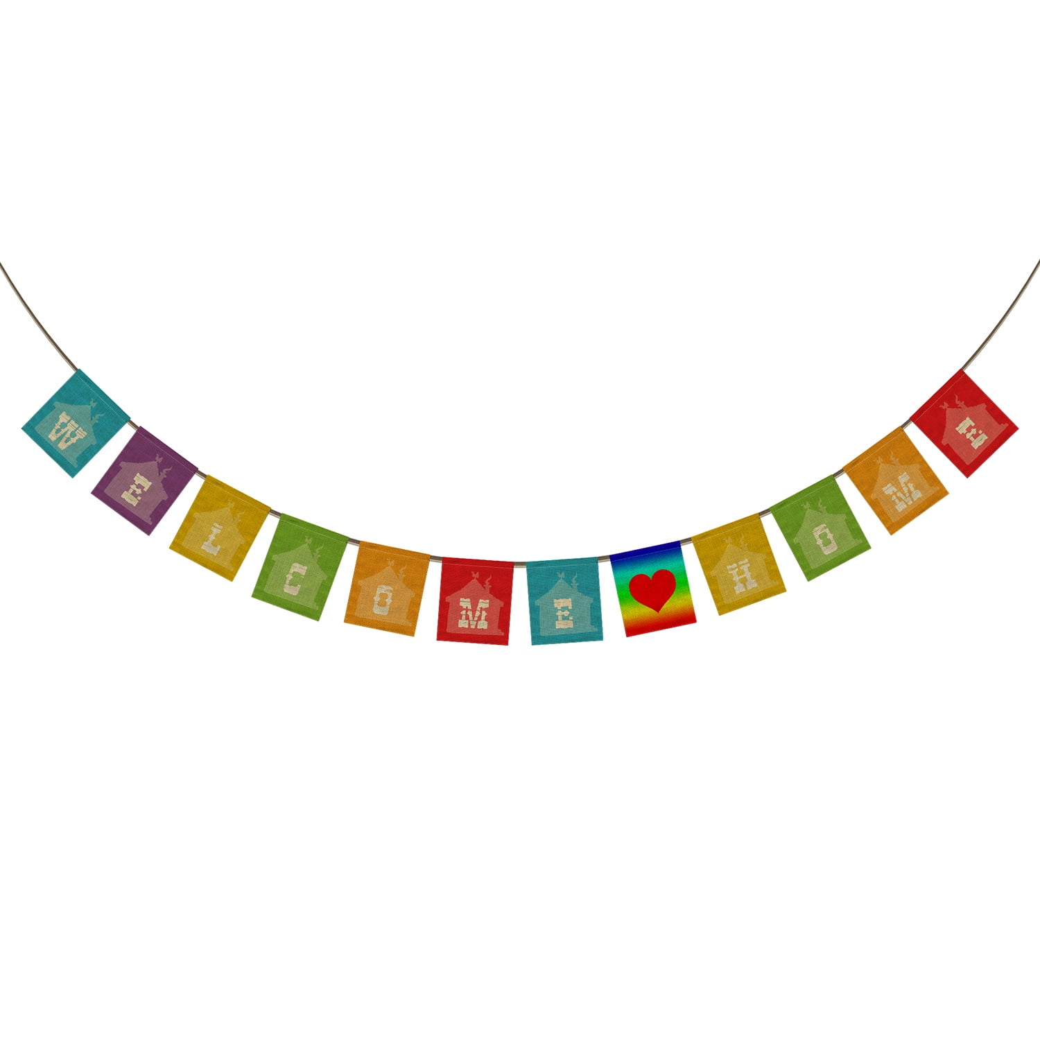 GCKG Welcome Home Banner Bunting,Colorful House And Sweet Heart ...