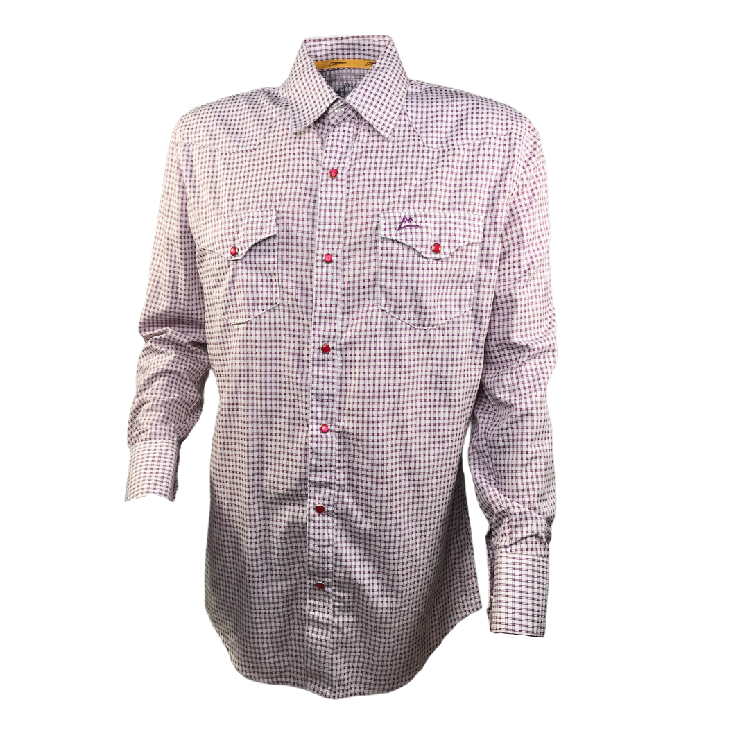 CAMISA CHH064 ICY DENVER ESTILO VAQUERO COLOR BLANCA CON CUADROS VINO ...