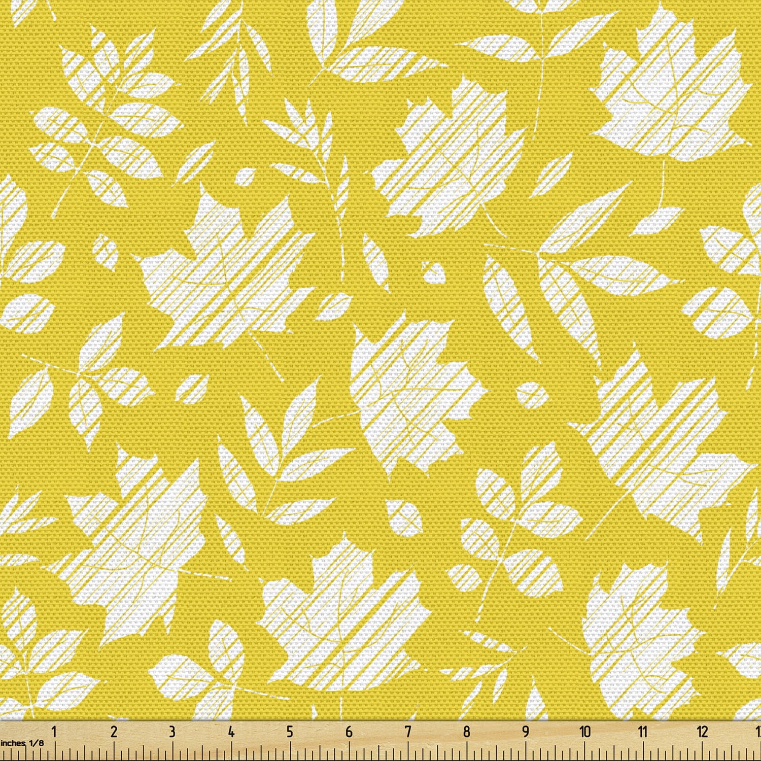 Autumn Fabric by the Yard, Fall Season Themed Art Composed of Leaves ...