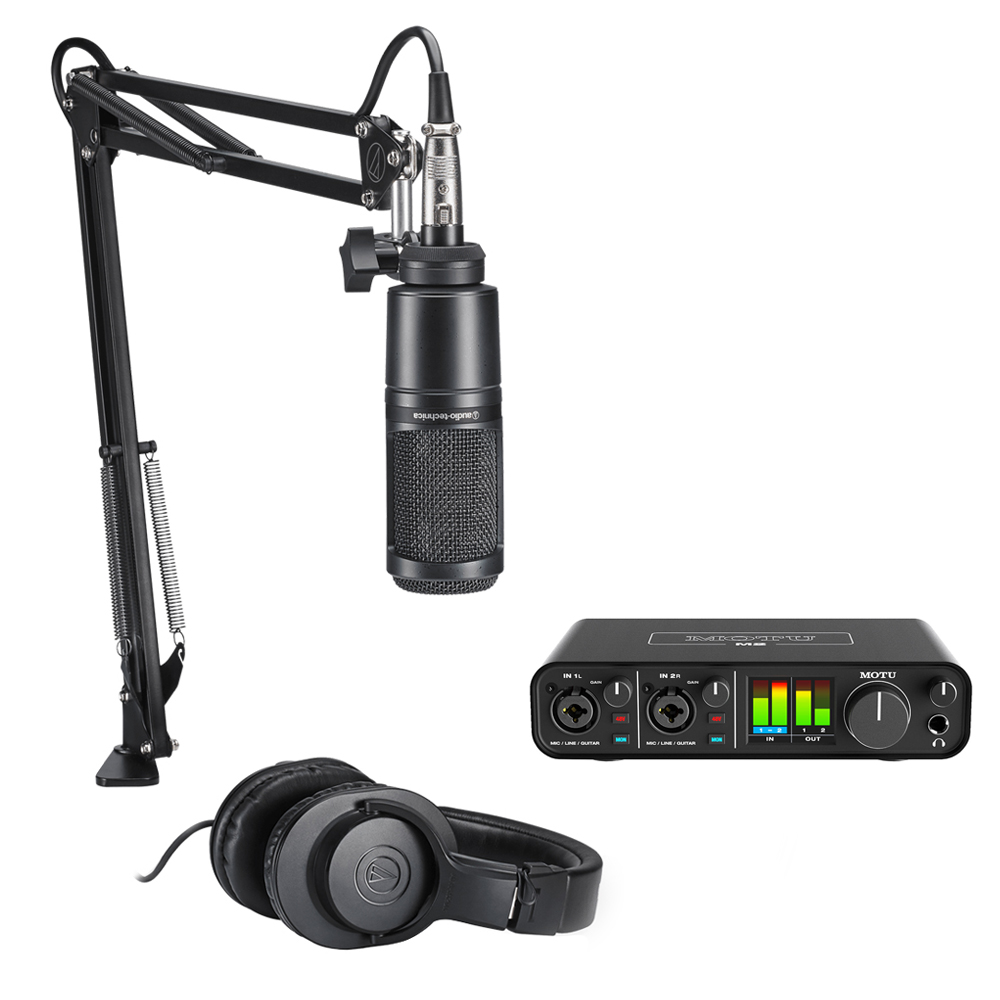 Audio-Technica AT2020 Studio Microphone Pack Bundle with MOTU M2 ...