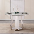 47" Round Marble Dining Table, Modern Kitchen Table with High Gloss ...
