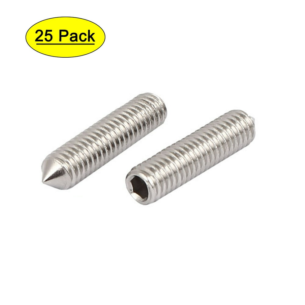 M6x25mm Stainless Steel Cone Point Grub Screws Hex Socket Set Screw ...