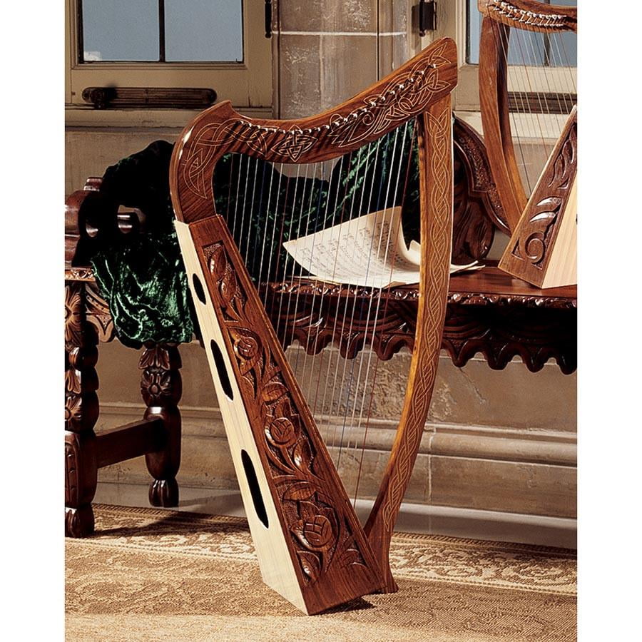 Carved Celtic Harp