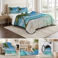 90x96in Quilt Bedding Set, Natural Ocean with Blue Sky Lightweight ...