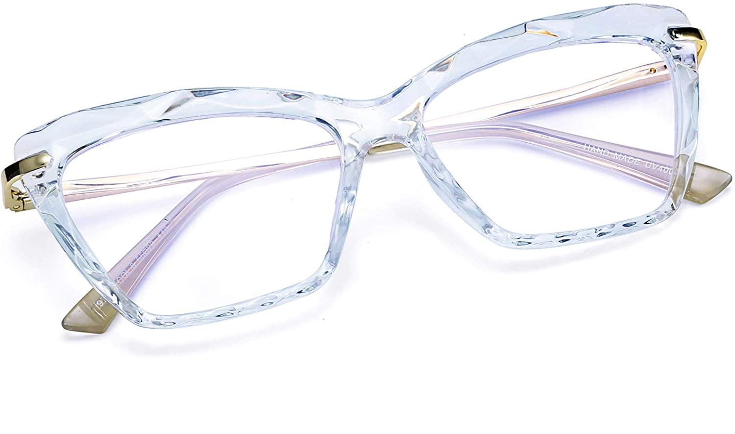 FEISEDY Crystal Cat Eye Glasses Frame Blue Light Blocking Computer ...