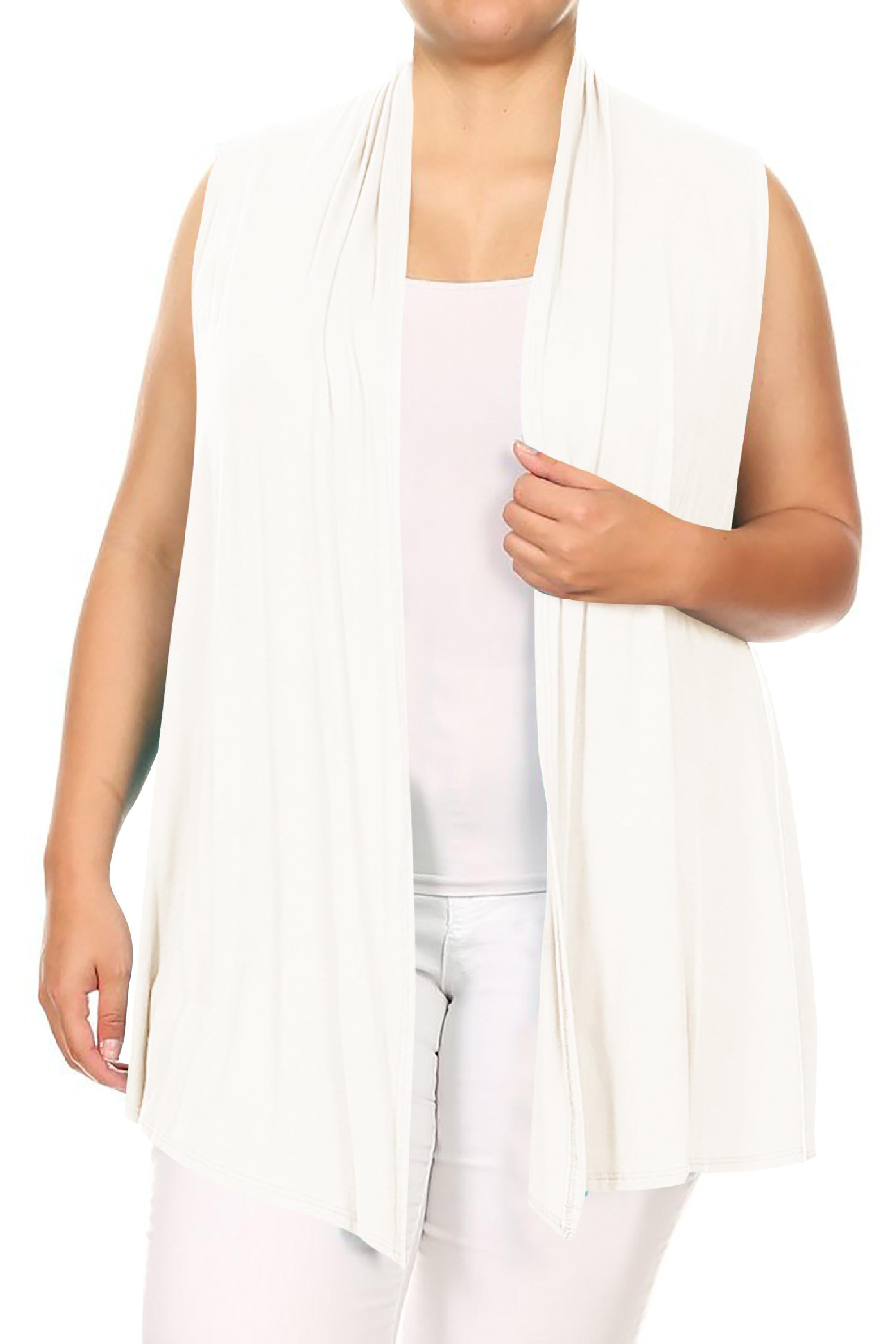 Women's Casual Plus Size Open Front Loose Fit Casual Solid Sleeveless ...