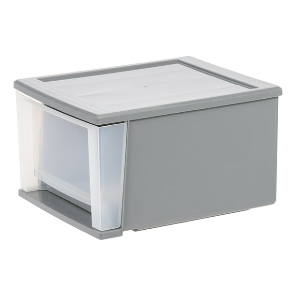 Iris Usa 17 Quart Stackable Clear Plastic Storage Drawer Gray