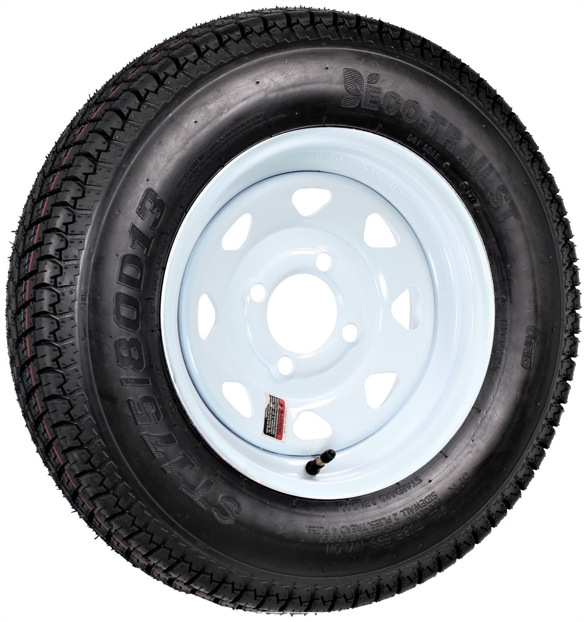 Trailer Tire On Rim ST175 80D13 175 80 D 13 Load C 4 Lug White Spoke Trailer Tire On Rim ST175 80D13 175 80 D 13 Load C 4 Lug White Spoke