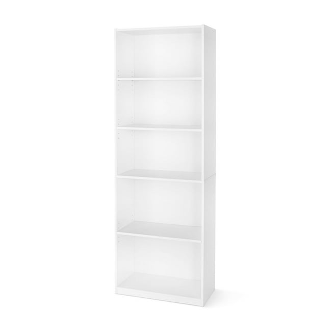 Mainstays 5-Shelf Bookcase with Adjustable Shelves, Multiple Colors ...