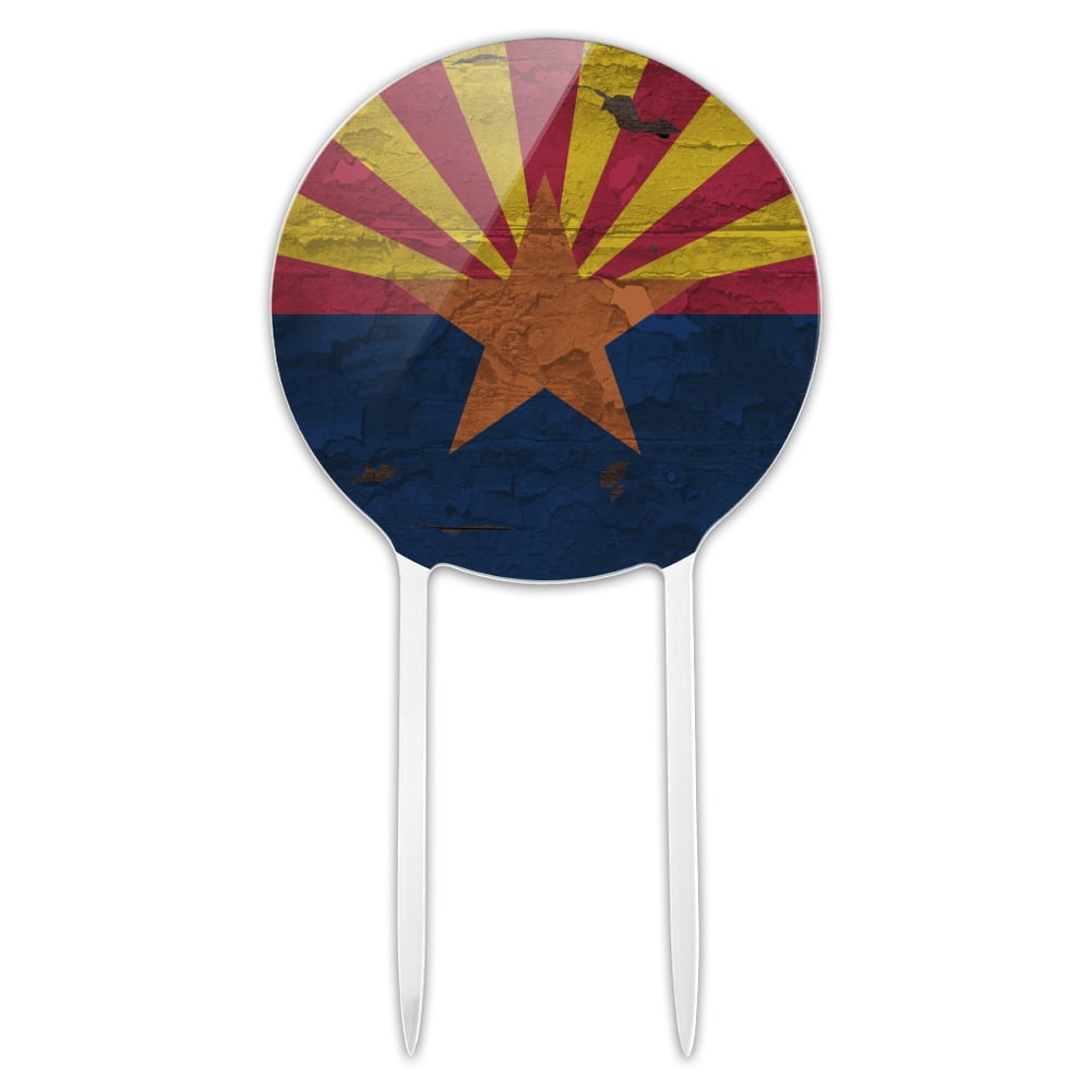 Acrylic Rustic Arizona State Flag Distressed USA Cake Topper Party ...