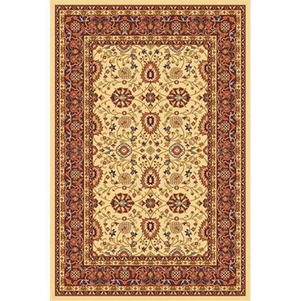 Classic Yazd 3.3X5.3 2803-130 Crm-Red Rectangle Rug - Walmart.com
