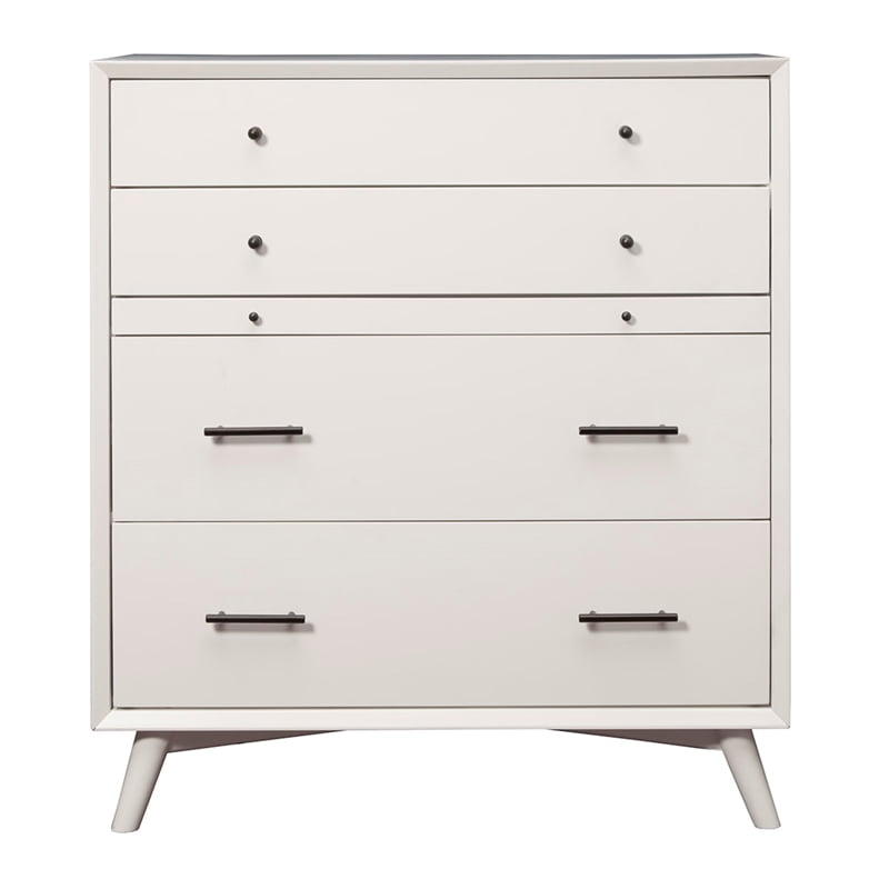 Allora Mid Century Modern 4 Drawer Multifunction Chest in White ...