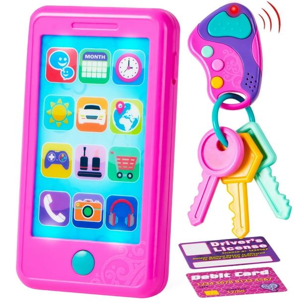 JOYIN Play-act Pretend Play Smart Phone, Keyfob Key Toy and Credit ...